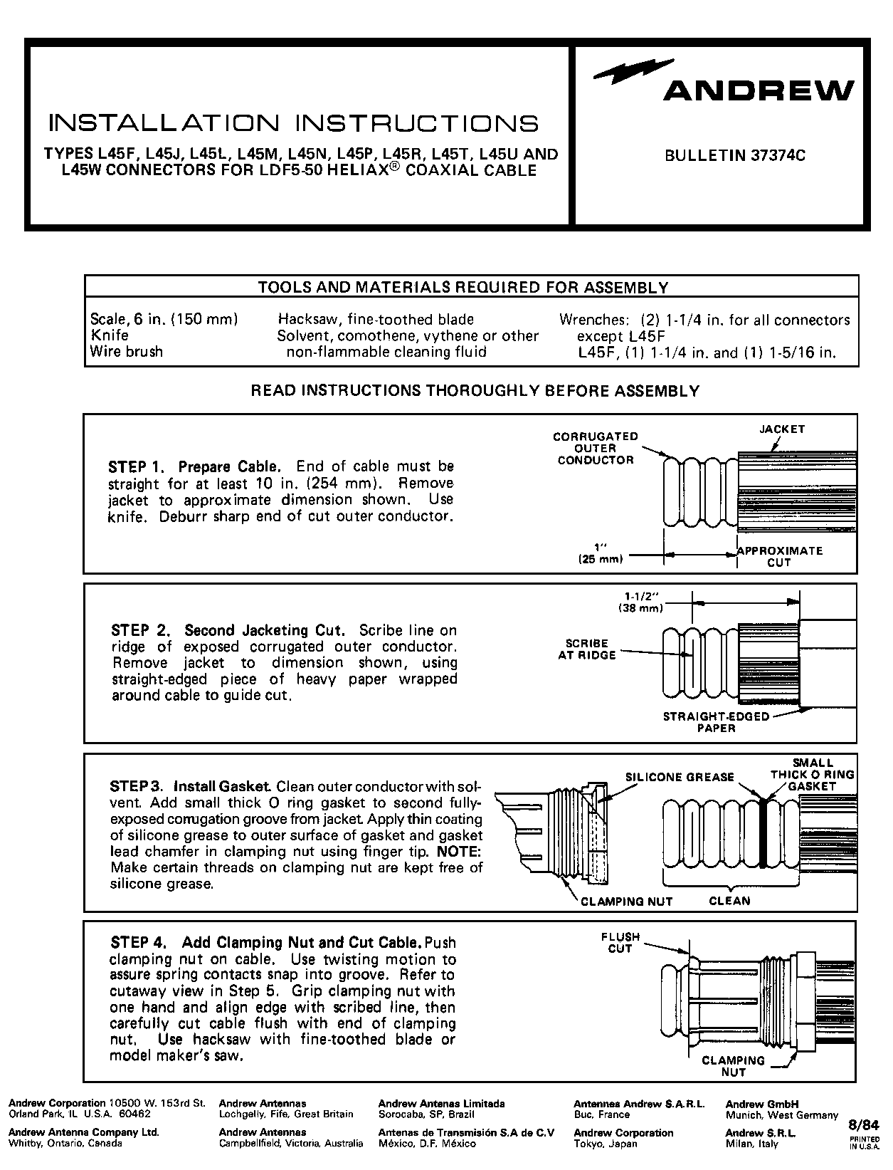 Andrew Connector Assembly Instructions