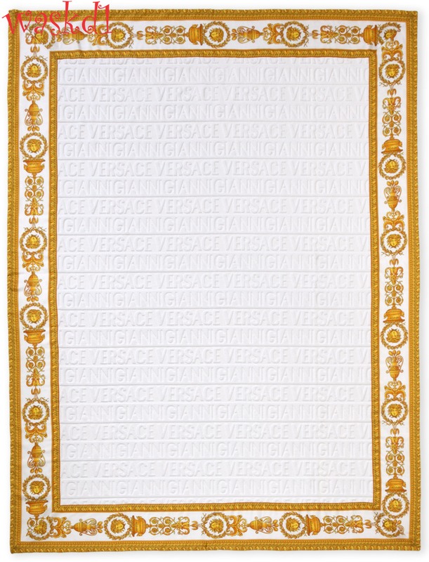 VERSACE white Signature terry Gold BAROQUE border BEACH blanket Towel ...